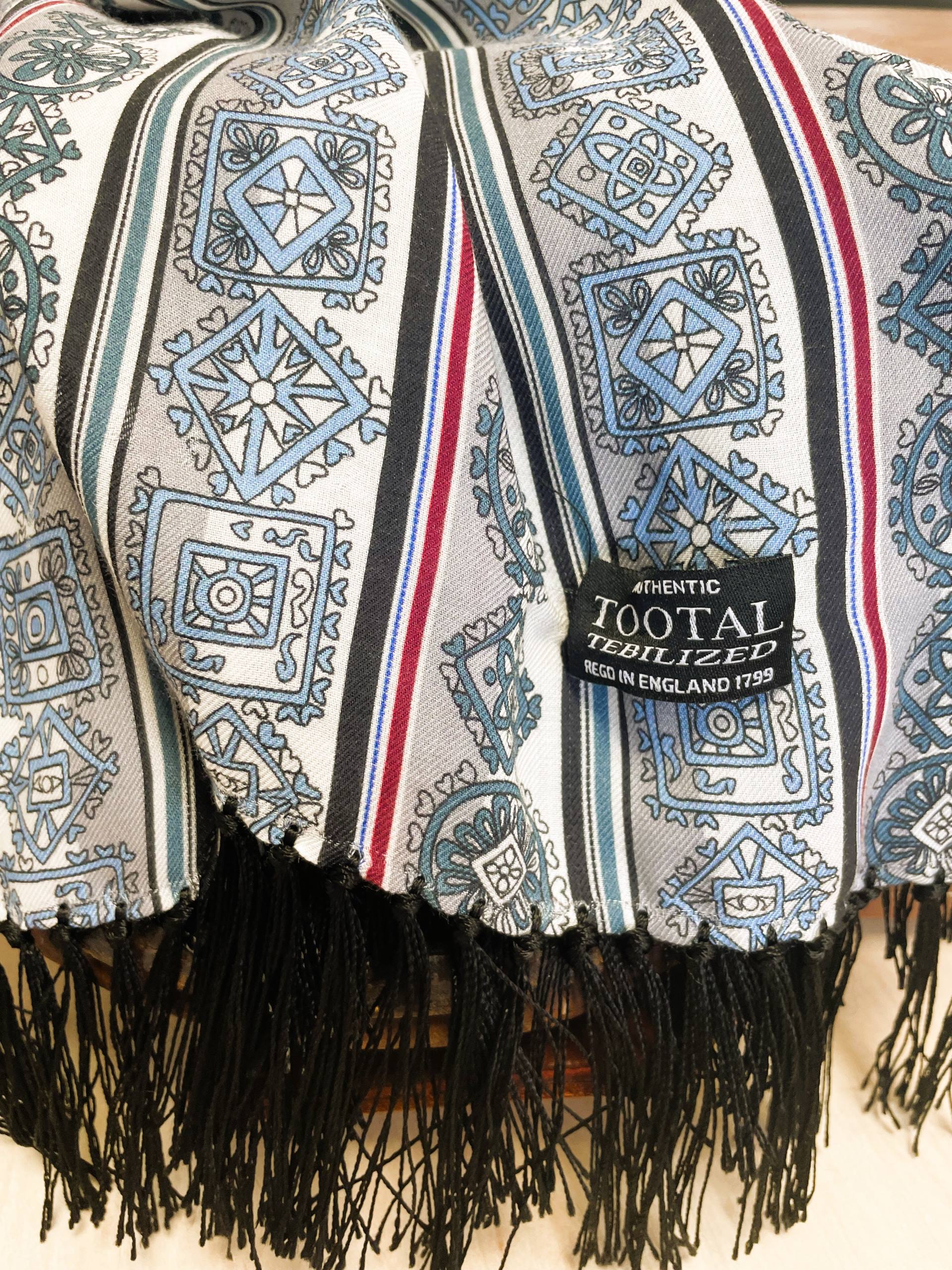 Tootal Smokey Grey Stripe Fringed Rayon Scarf | Tootal