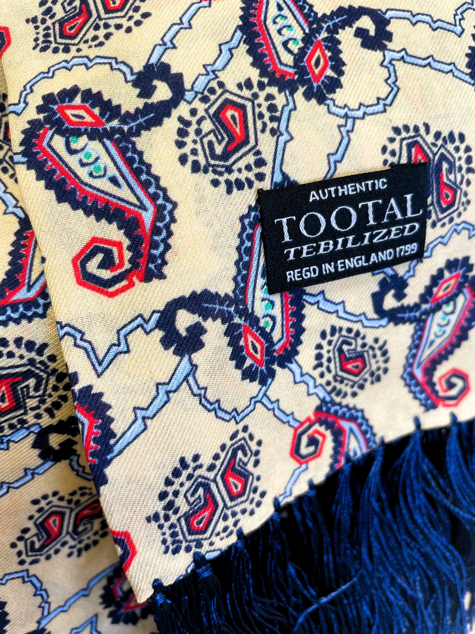 Tootal Lemon Angular Paisley Fringed Rayon Scarf | Tootal