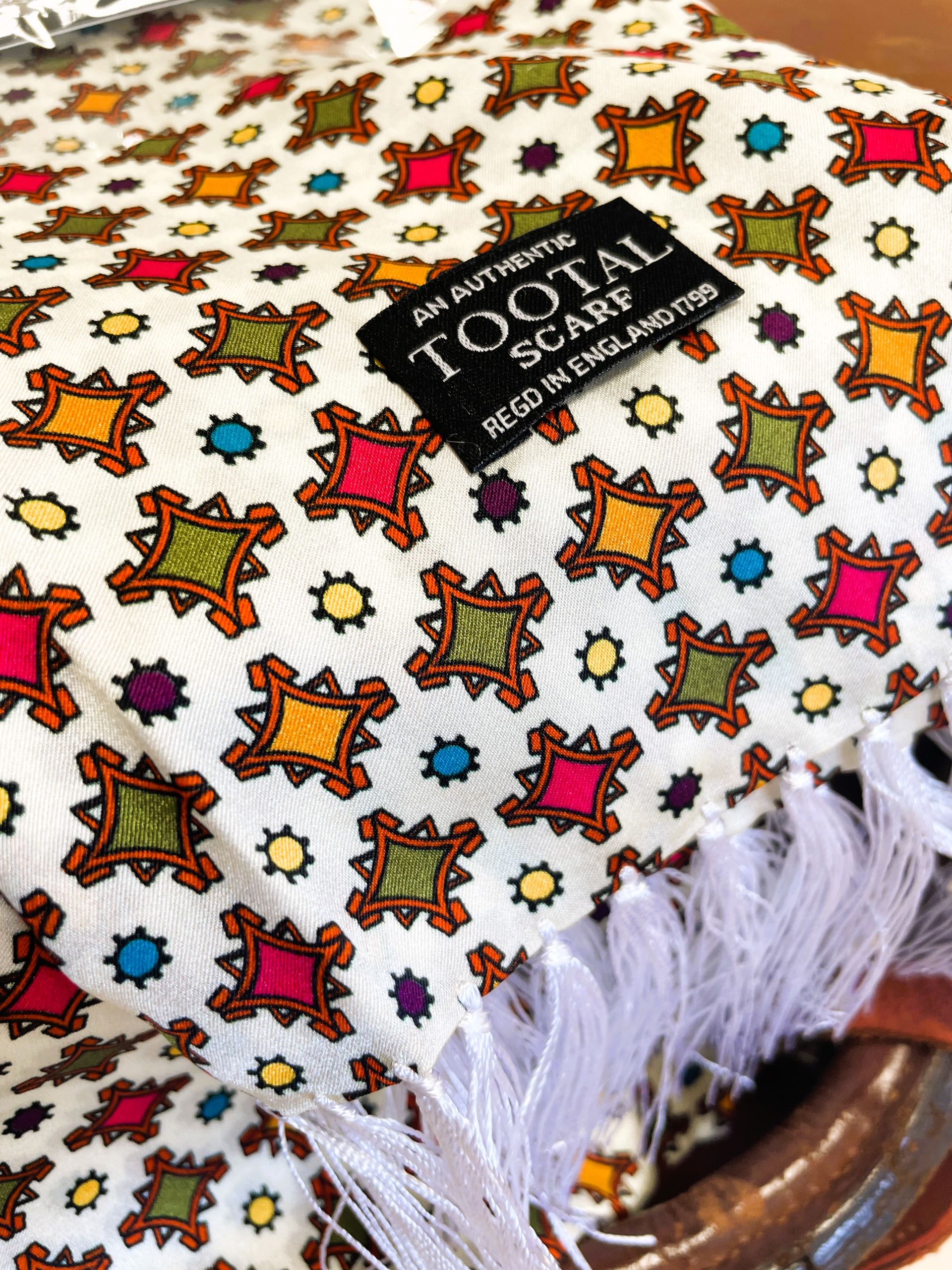 Tootal Cream Geo Print Silk Scarf | Tootal