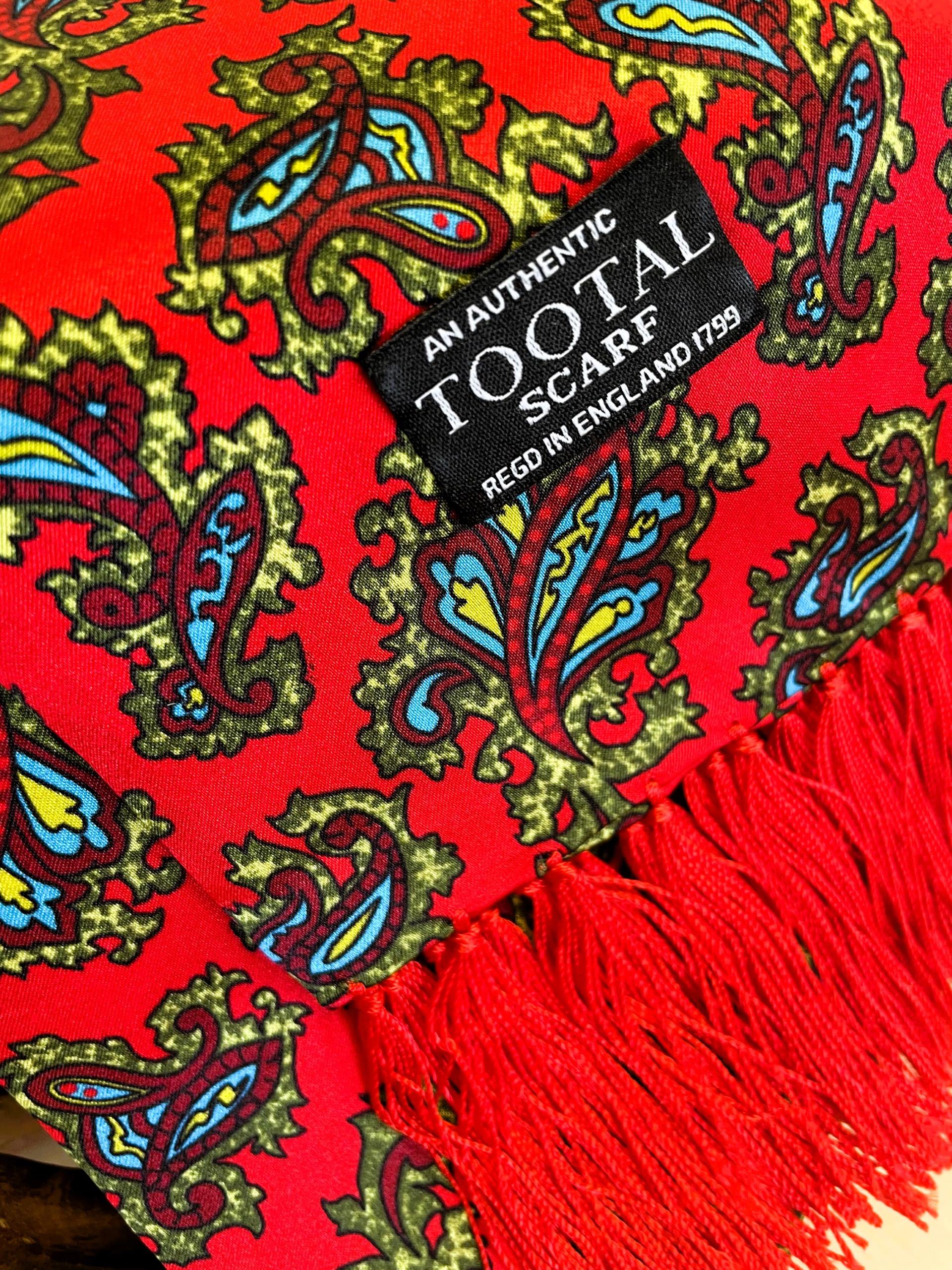 Tootal Red Paisley Print Silk Scarf | Tootal