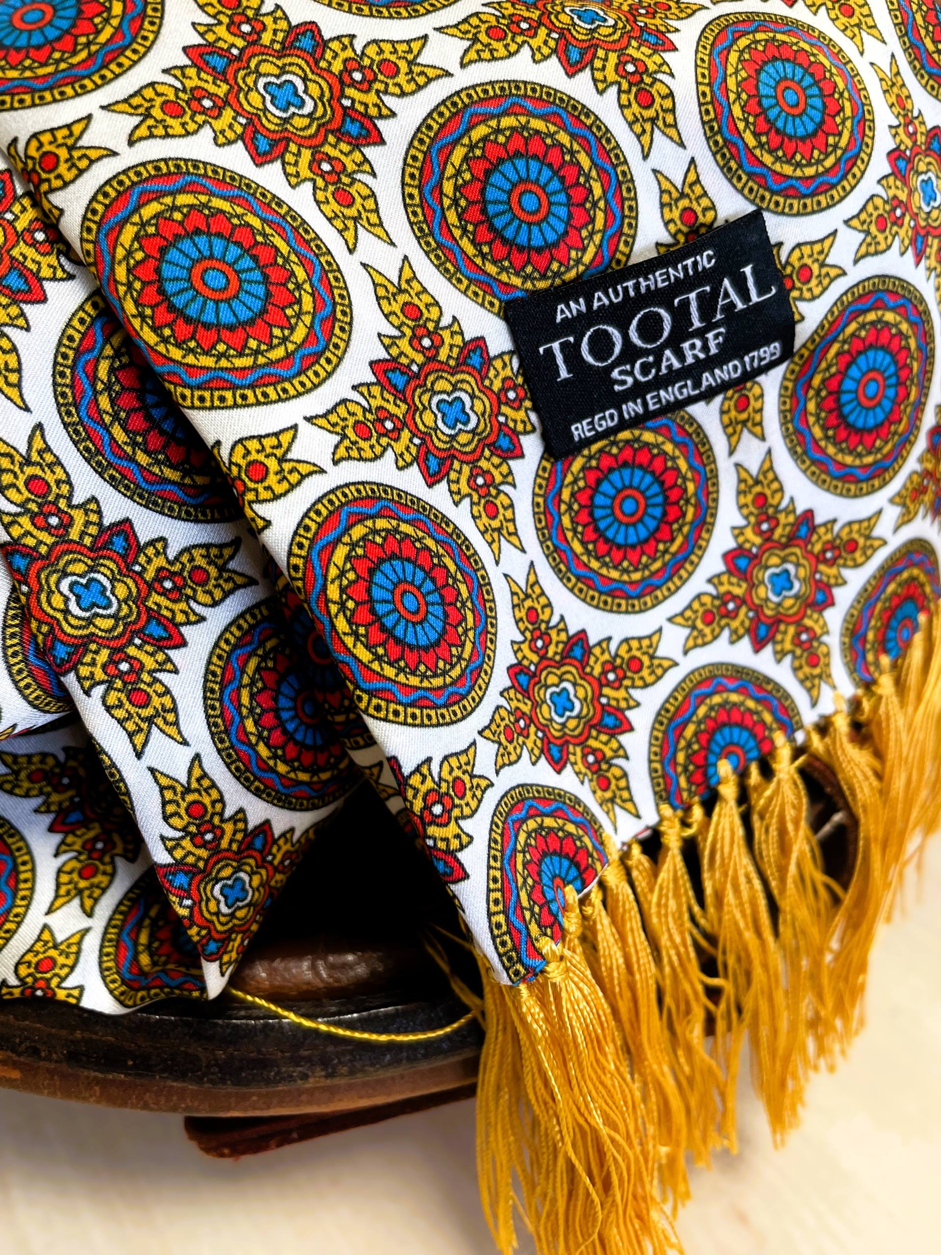 Tootal Golden Wheel Design Silk Scarf | Tootal