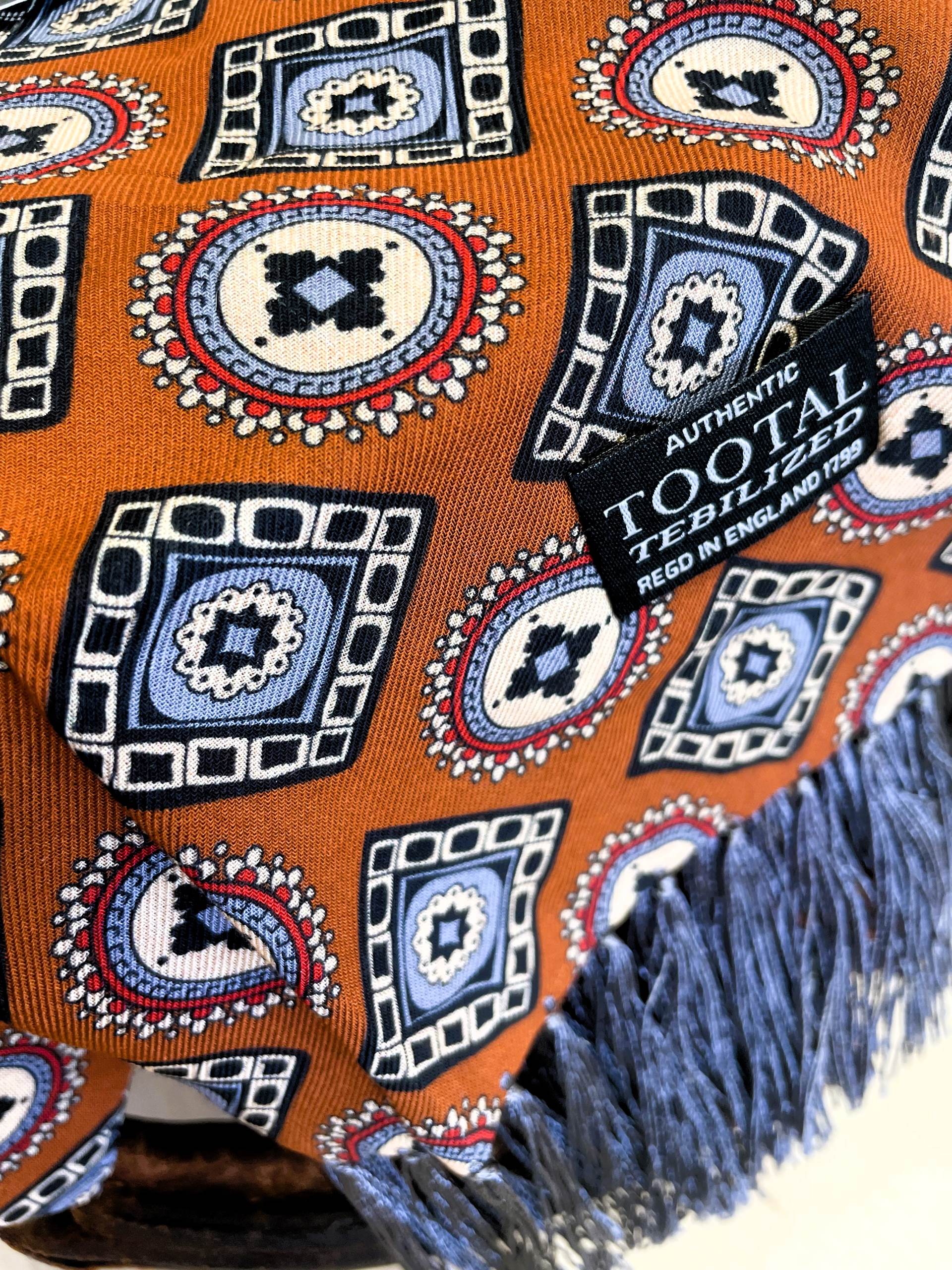 Tootal Bronze Circle Design Fringed Rayon Scarf | Tootal