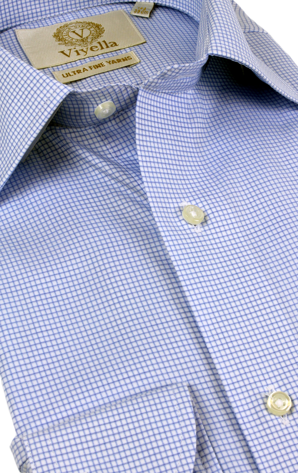 Viyella Blue Micro Check Tailored Fit Cotton Formal Shirt | Tootal