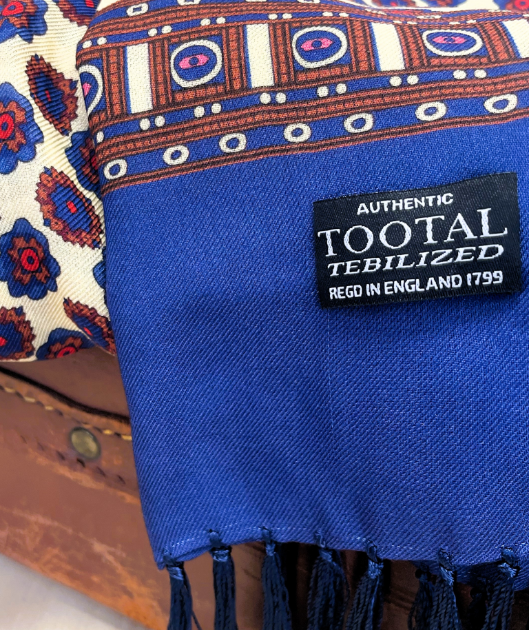Tootal Navy Border Fringed Rayon Scarf | Tootal