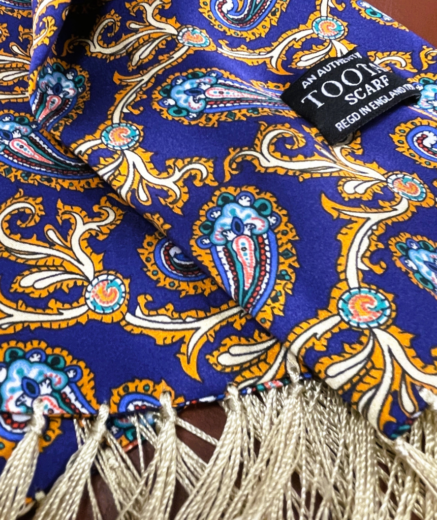 Tootal Navy & Gold Paisley Silk Scarf | Tootal