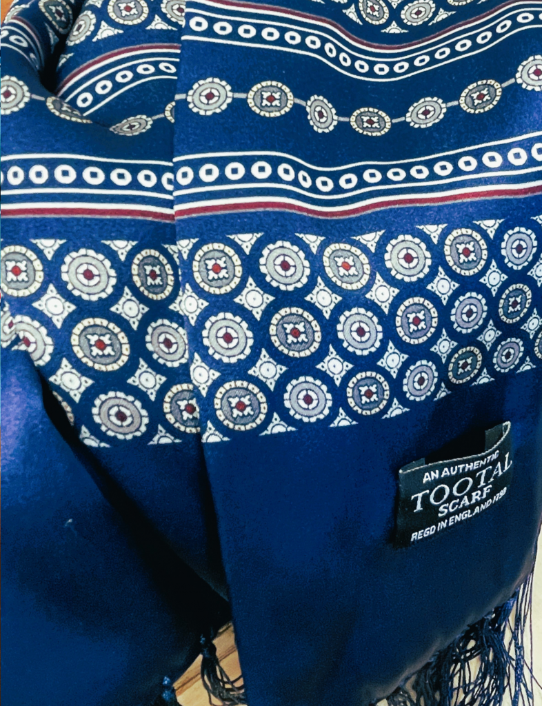 Tootal Navy Circle Design with Border Silk Scarf | Tootal
