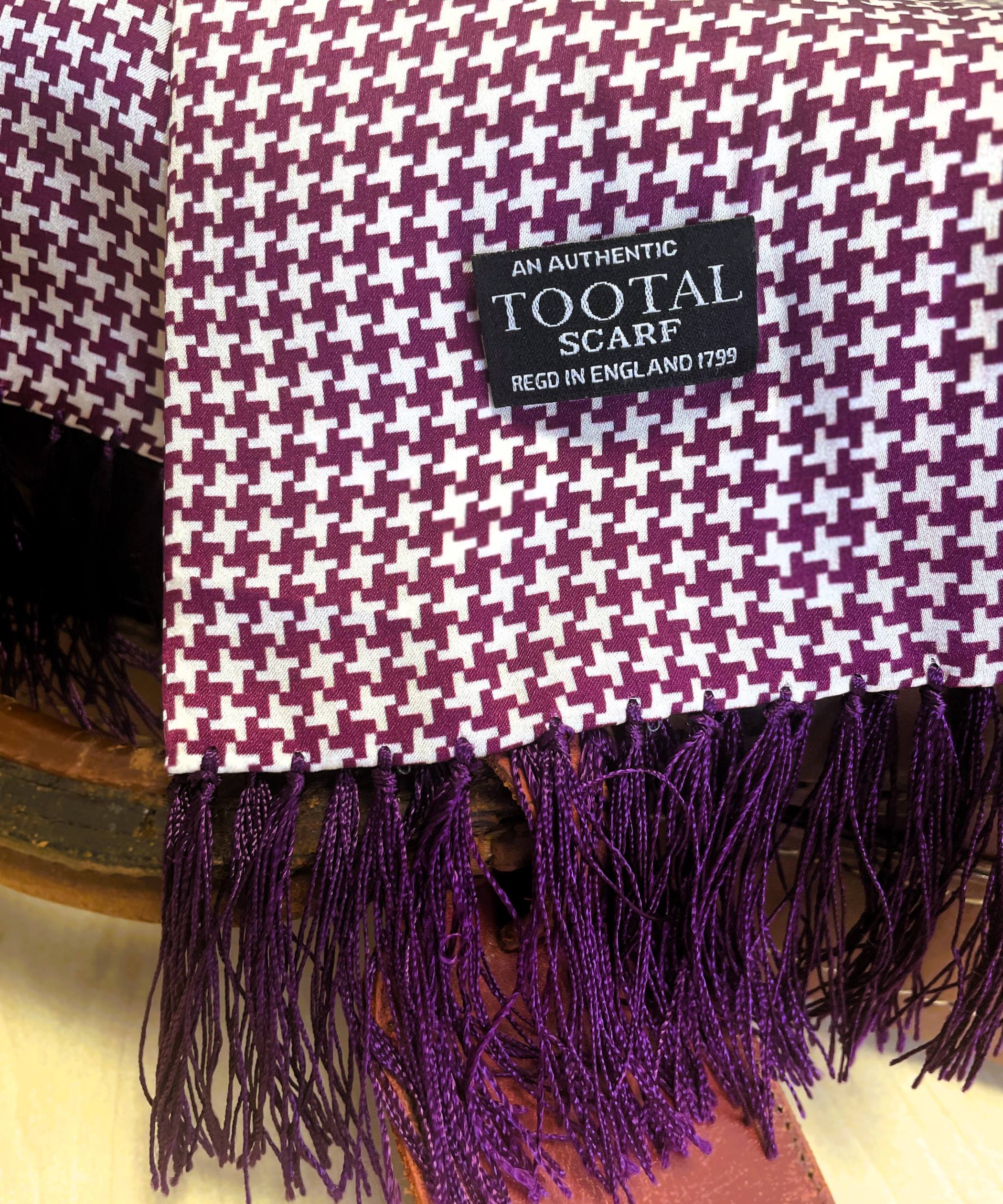 Tootal Burgundy Dogtooth Silk Scarf | Tootal