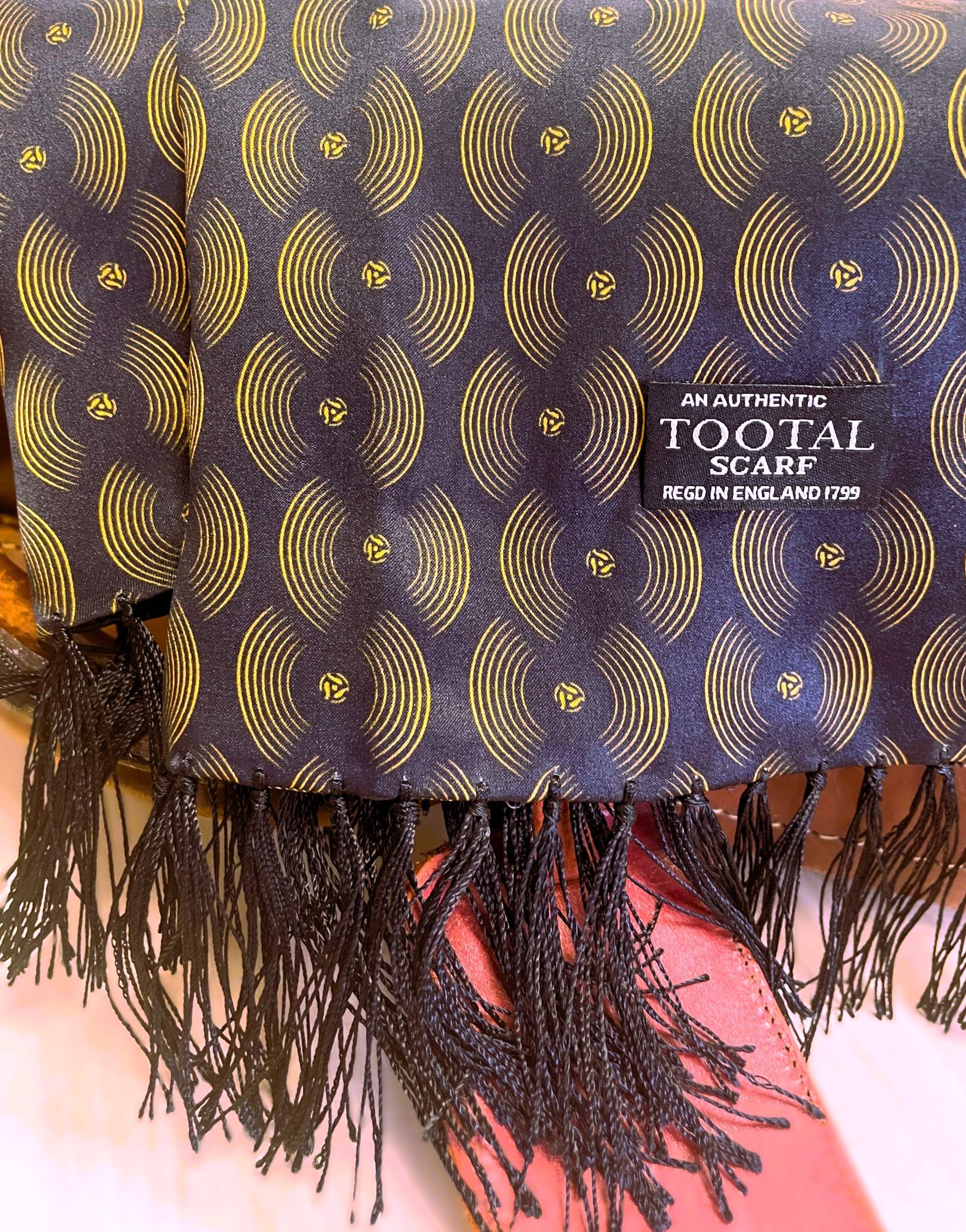Tootal Black & Gold Vinyl Print Silk Scarf | Tootal