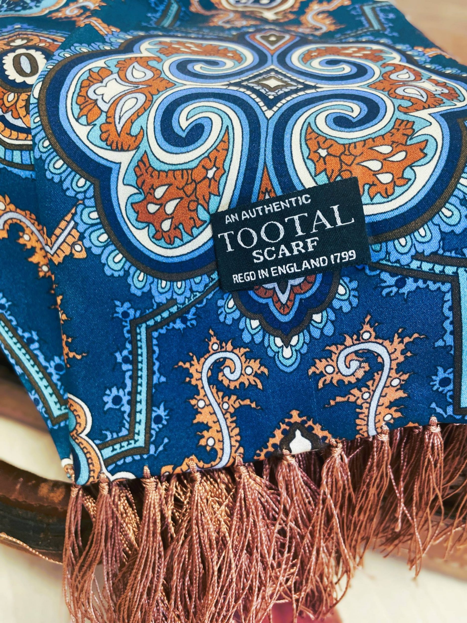Tootal Ocean Blue Medallion Silk Scarf | Tootal
