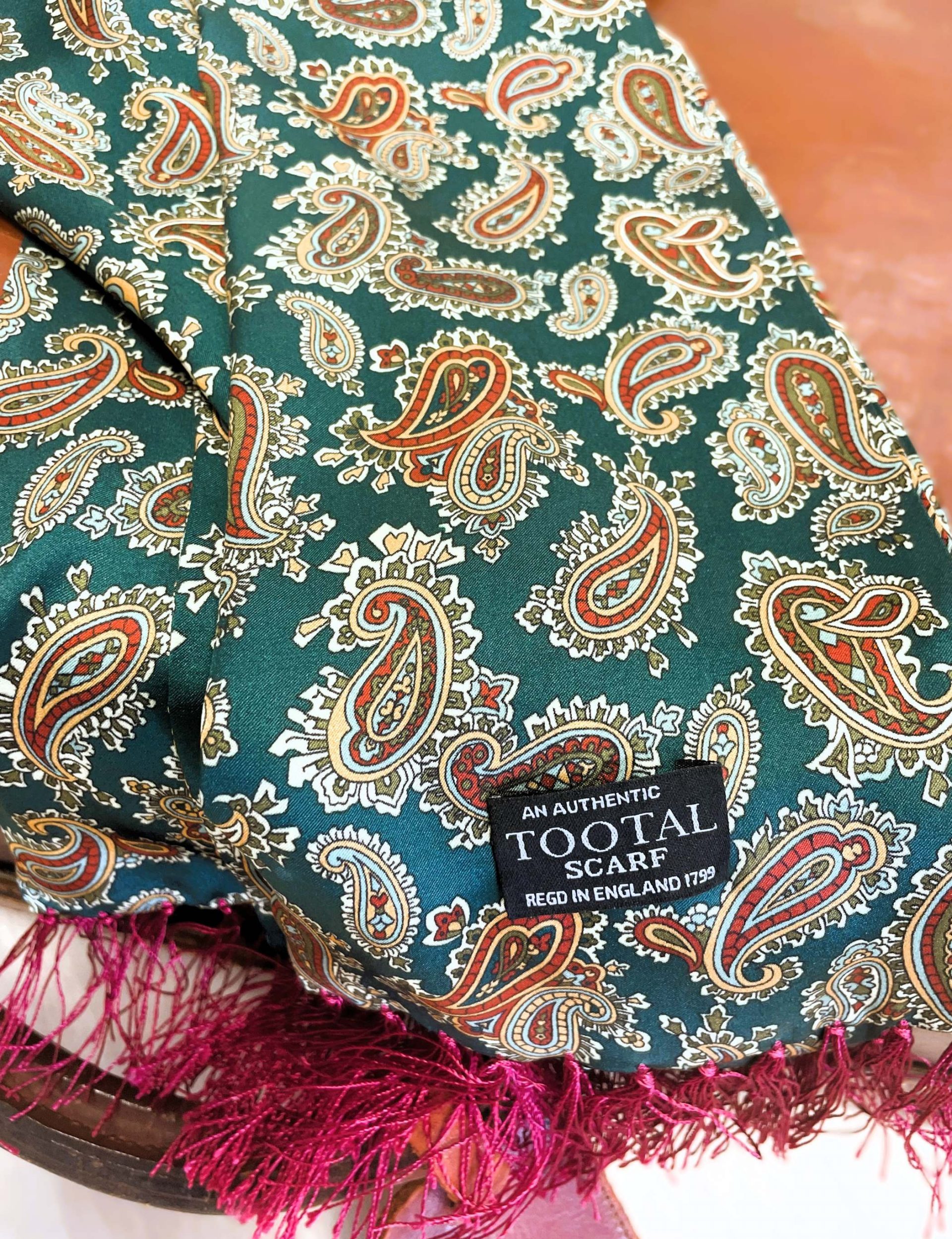 Tootal Racing Green Paisley Silk Scarf | Tootal