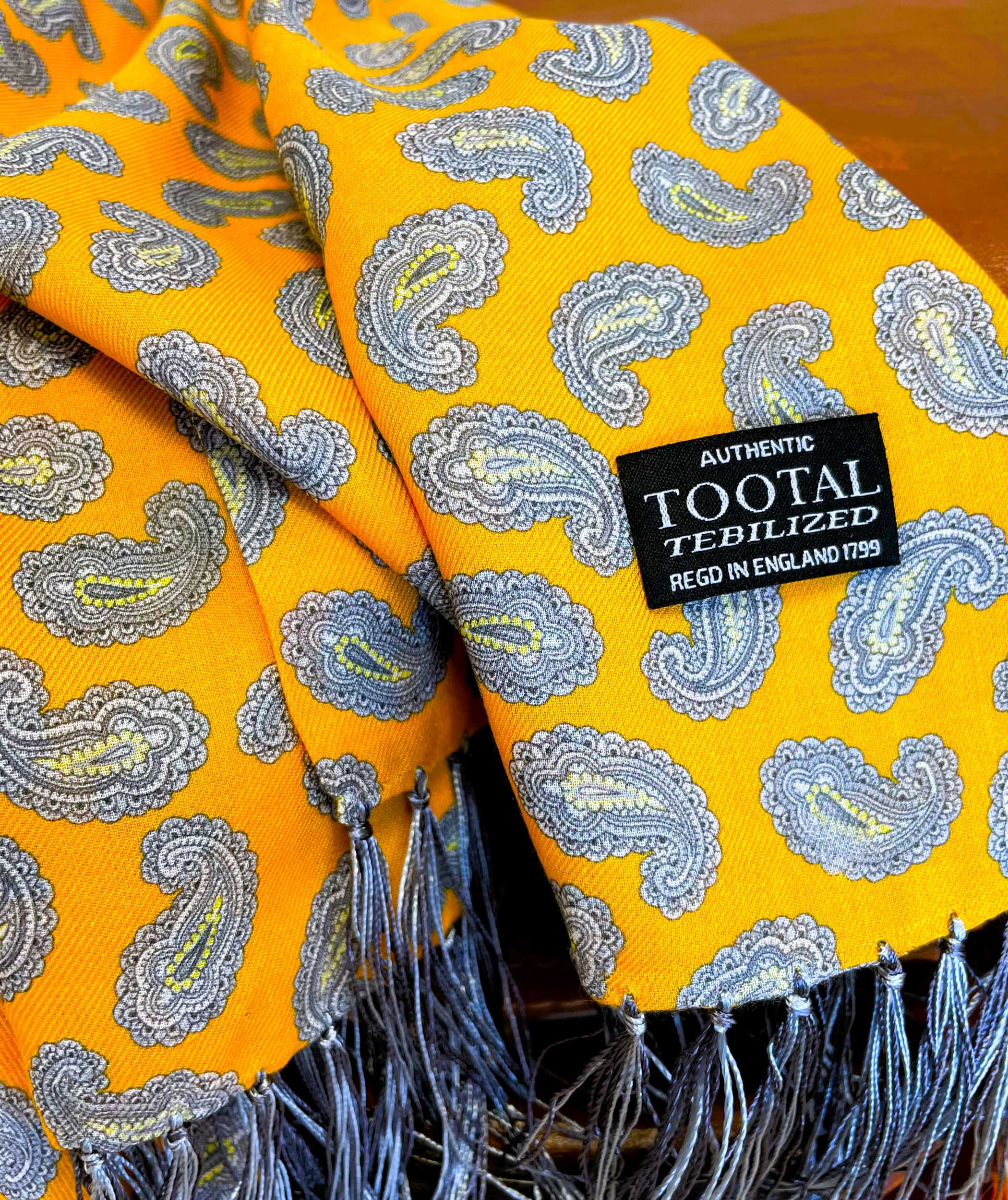 Tootal Gold Paisley Rayon Scarf | Tootal
