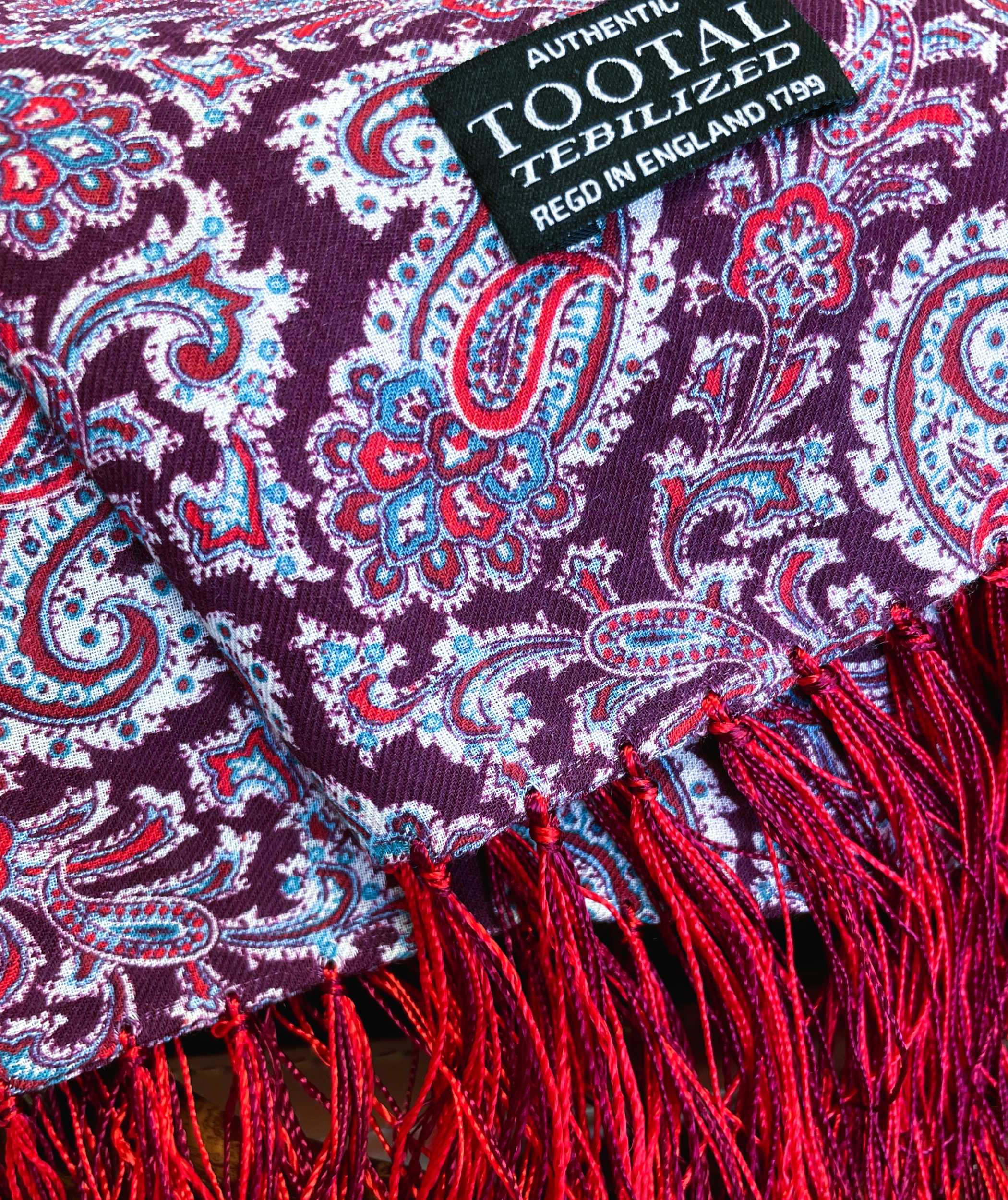 Tootal Burgundy & Blue Paisley Rayon Scarf | Tootal